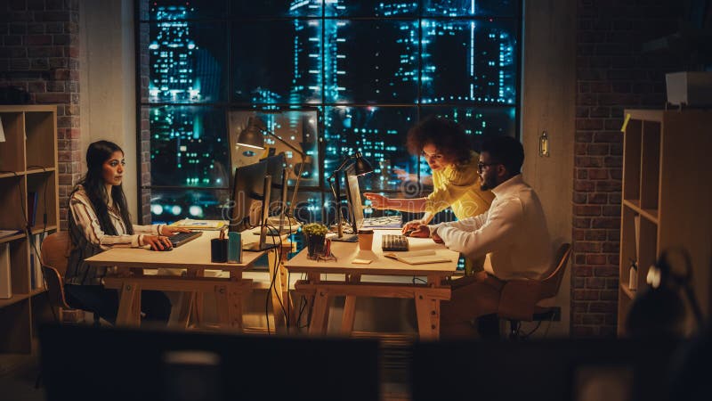 Small Creative Multicultural Team Collaborate on a Project and Work ...