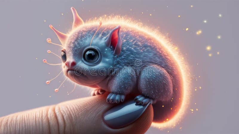A Small Creature is Sitting on a Finger with Some Dots, AI Stock Photo ...