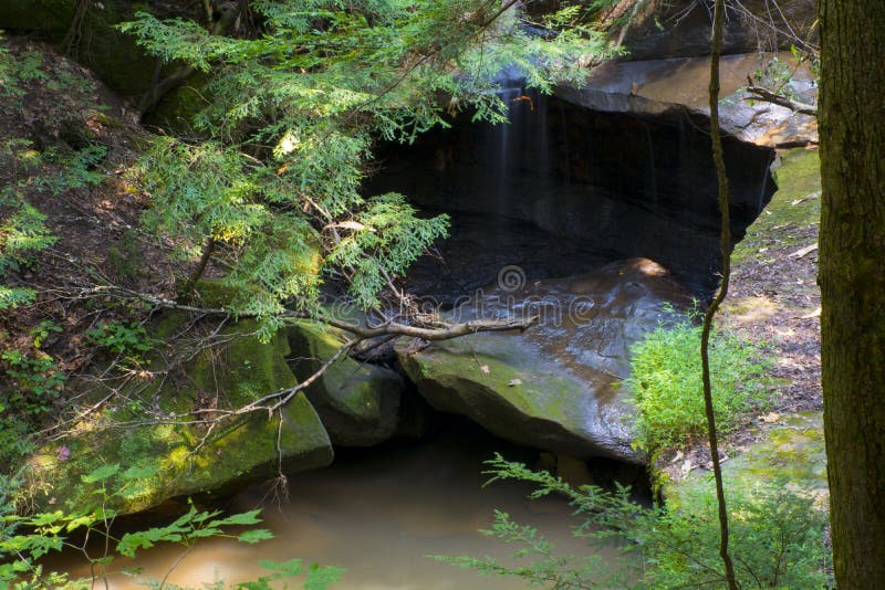 Large Pool of Water at Base of Cliff Stock Image - Image of forest ...