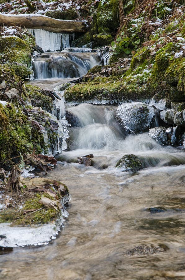 Small Creek with a Waterfall Stock Image - Image of exposure, leaf ...
