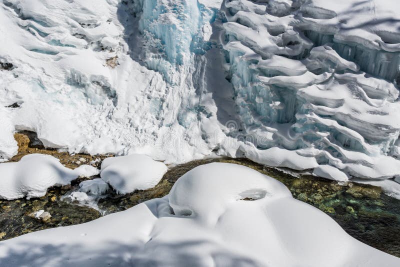Small Creek in the Winter Park Spring Forest and Snowfall Stock Photo ...