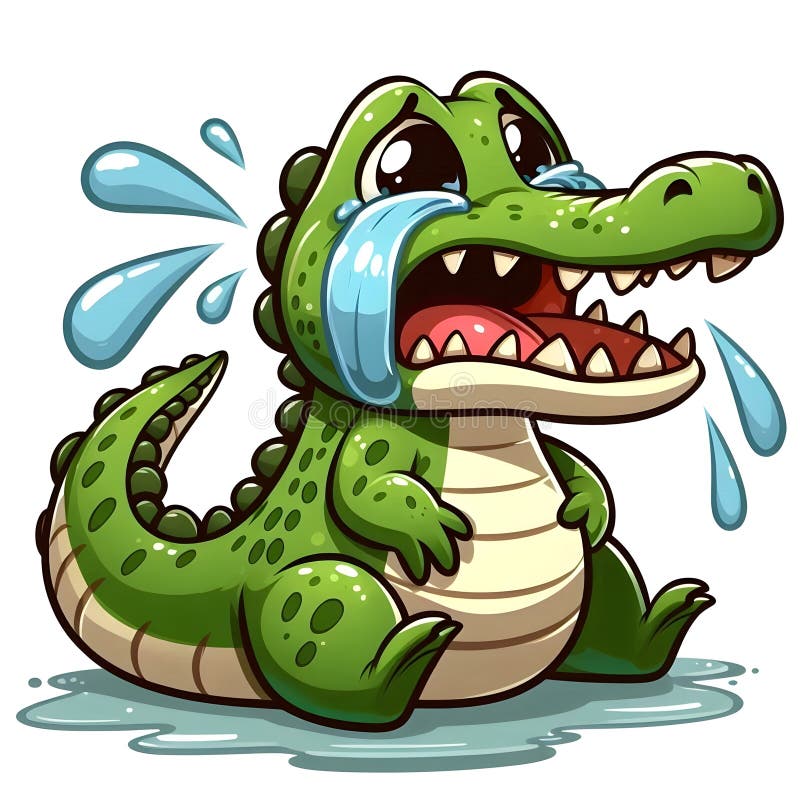 A small crocodile crying stock illustration. Illustration of animal ...
