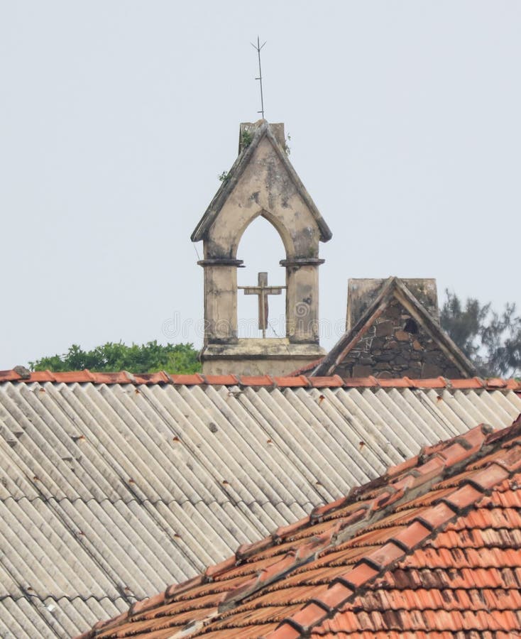 A Small Cross is on Top of a Building Stock Photo - Image of white ...