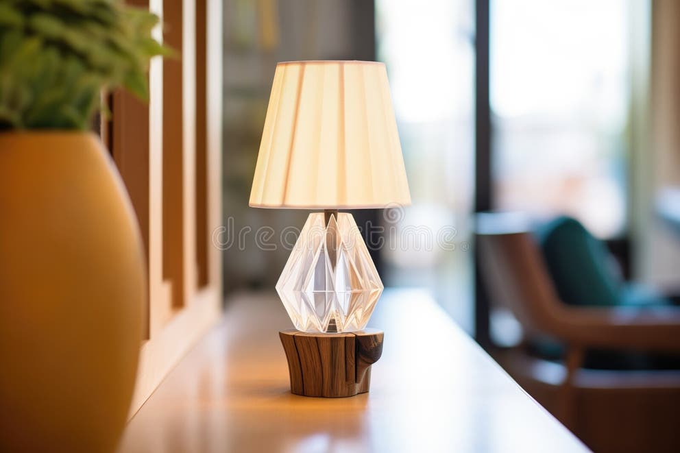 Small Crystal Bedside Lamp Casting Prism Light Patterns Stock ...