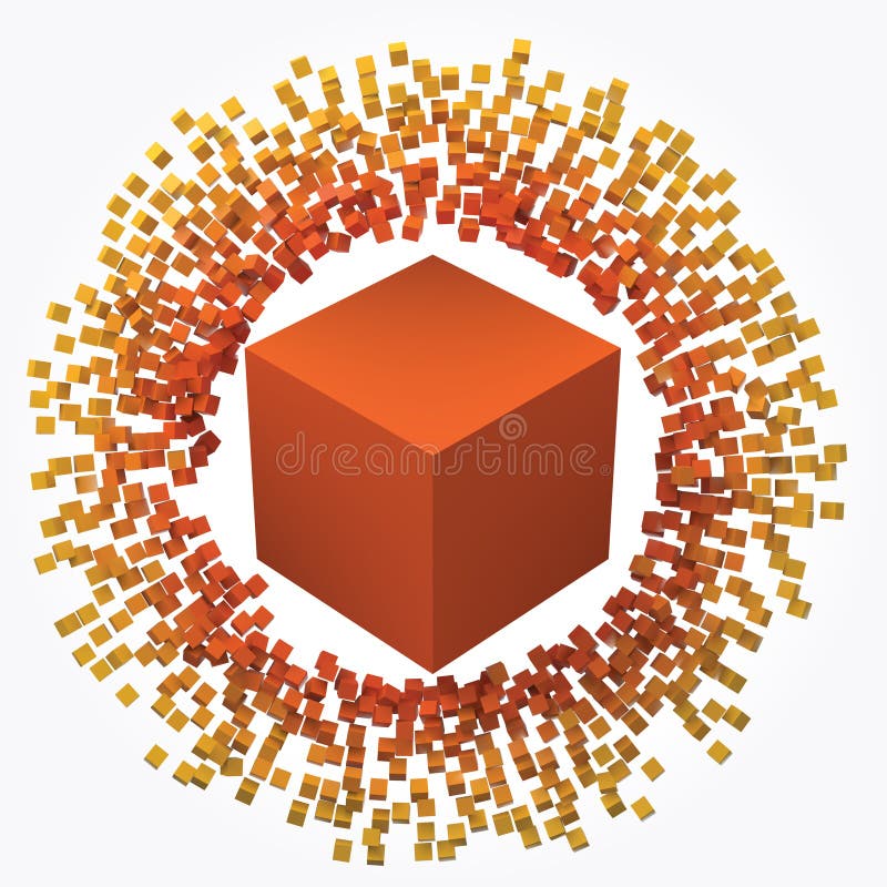 Small Cubes Around Big One. 3d Style Vector Illustration Stock Vector ...