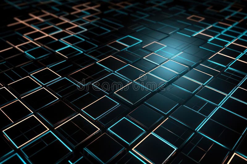 Small Cubes Cells Black Blue Digital Technology Background Generative ...