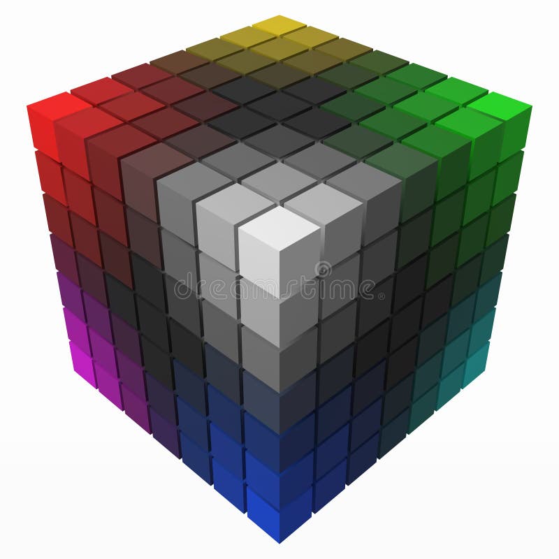 4x4 Cubes Makes Color Gradient in Shape of Big Cube. 3d Style Vector ...