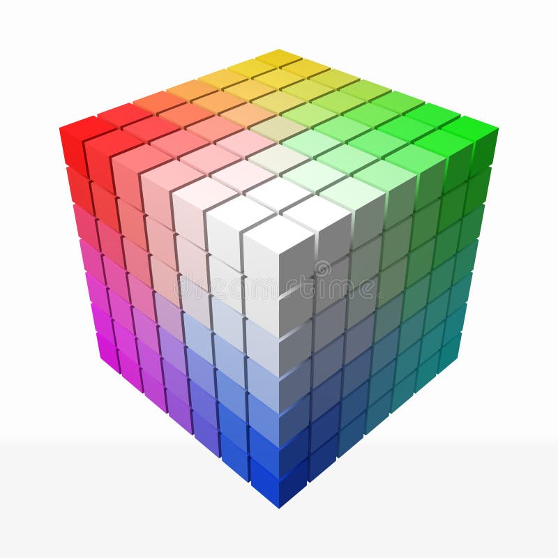 Small Cubes Makes Color Gradient in Shape of Big Cube. 3d Style Vector ...