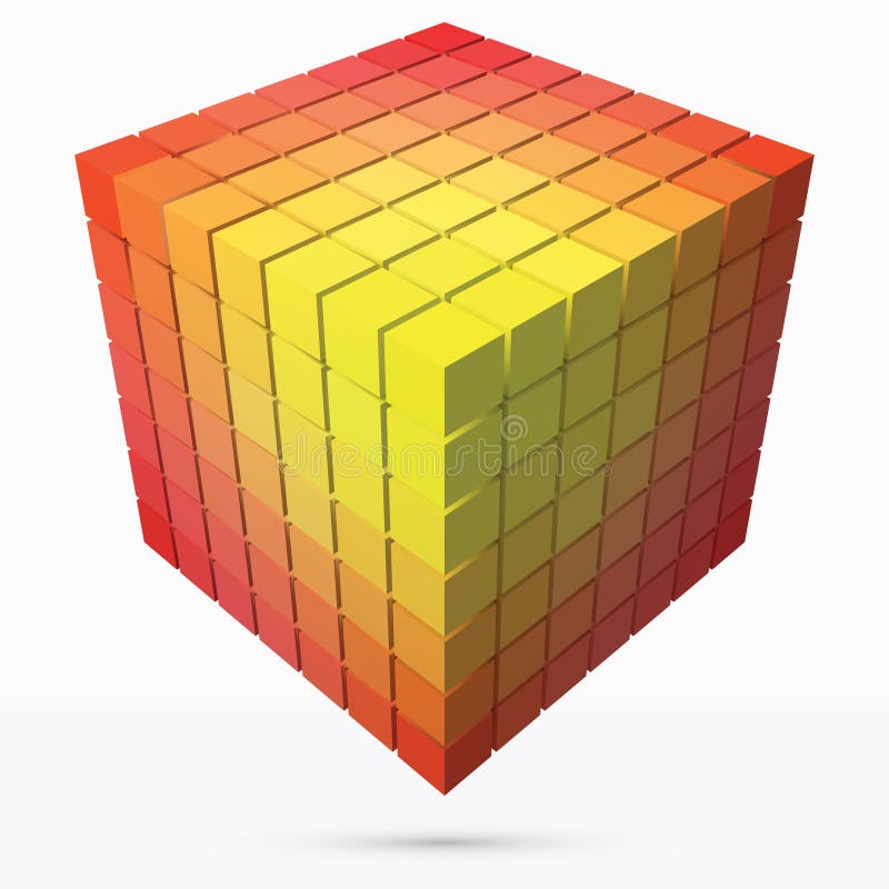 Small Cubes Makes Color Gradient in Shape of Big Cube. 3d Style Vector ...