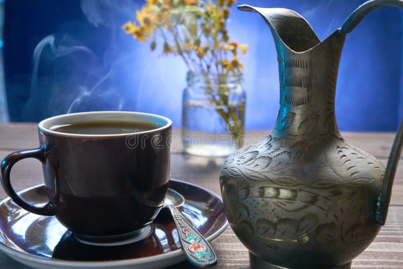 Small Cup of Fresh Coffee with Jug Stock Image - Image of drink ...