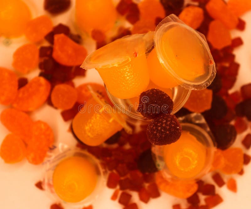 Small Cup of Orange Jelly Candy Stock Image - Image of dessert, snack ...