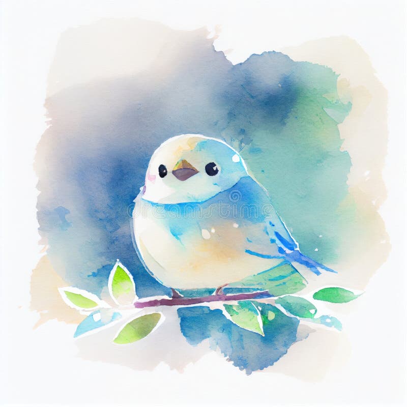 Small Cute Bird in Watercolor Style. Generative Ai Stock Photo - Image ...