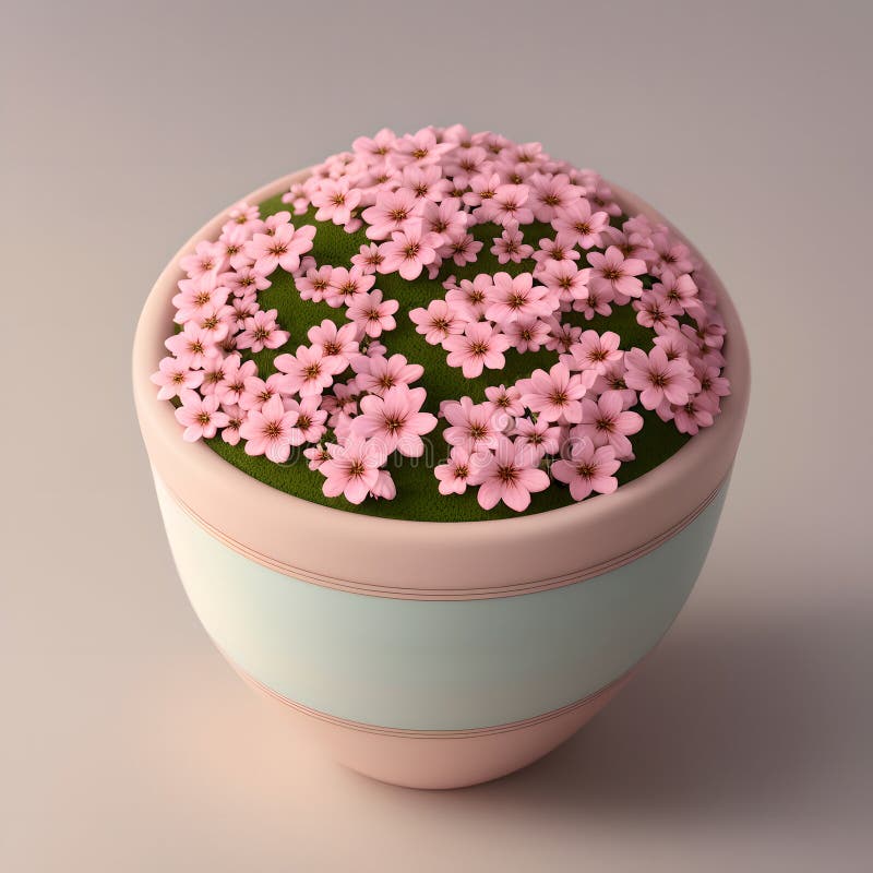 A Small Cute Blossoming Sakura Bonsai Tree, 3d Isometric Reference ...