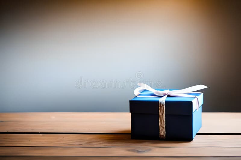 Small Cute Blue Gift Box with Studio Shot Indoor with Some Negative ...
