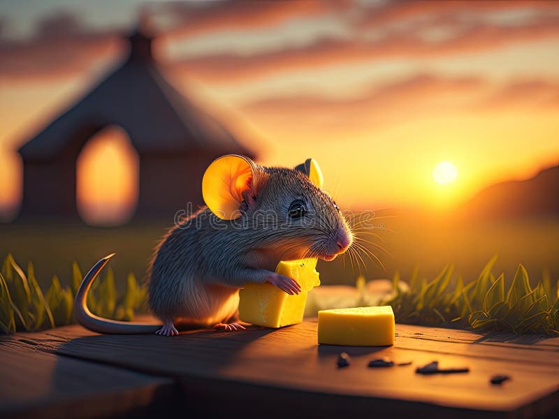Small Cute Mouse Eating Piece of Cheese. Ai Generative Stock ...