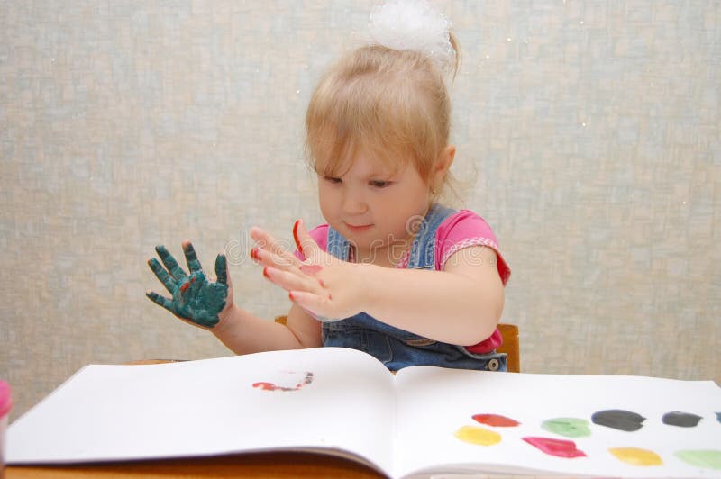 Small cute painting girl stock photo. Image of childcare - 10732300