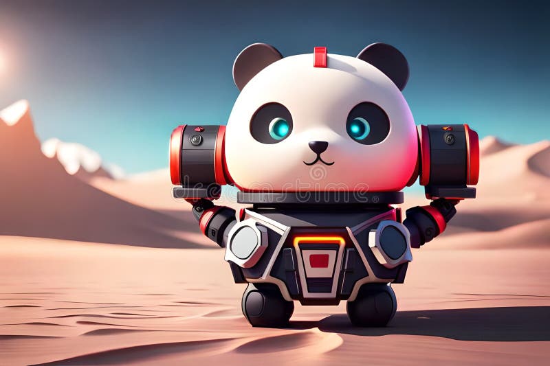 Little robot mecha panda stock illustration. Illustration of vehicle ...