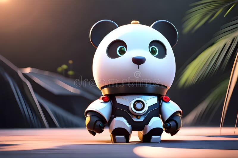 Little robot mecha panda stock illustration. Illustration of lego ...