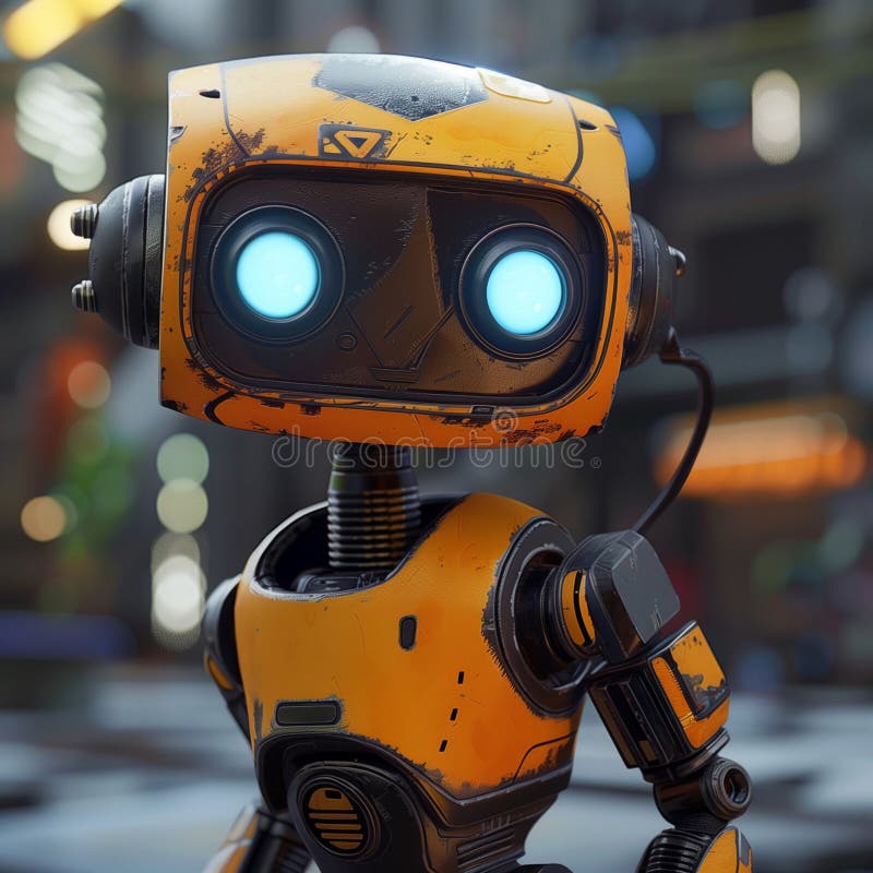 Small Cute Robot. Cartoon Character Stock Illustration - Illustration ...