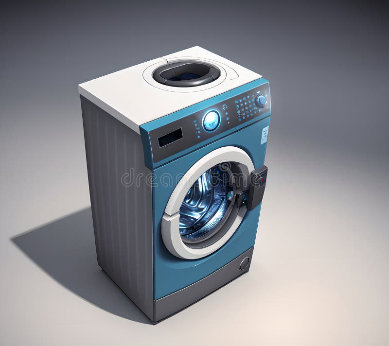 Small Cute Washing Machine Toy, 3D Reference Model. AI Generated Model ...