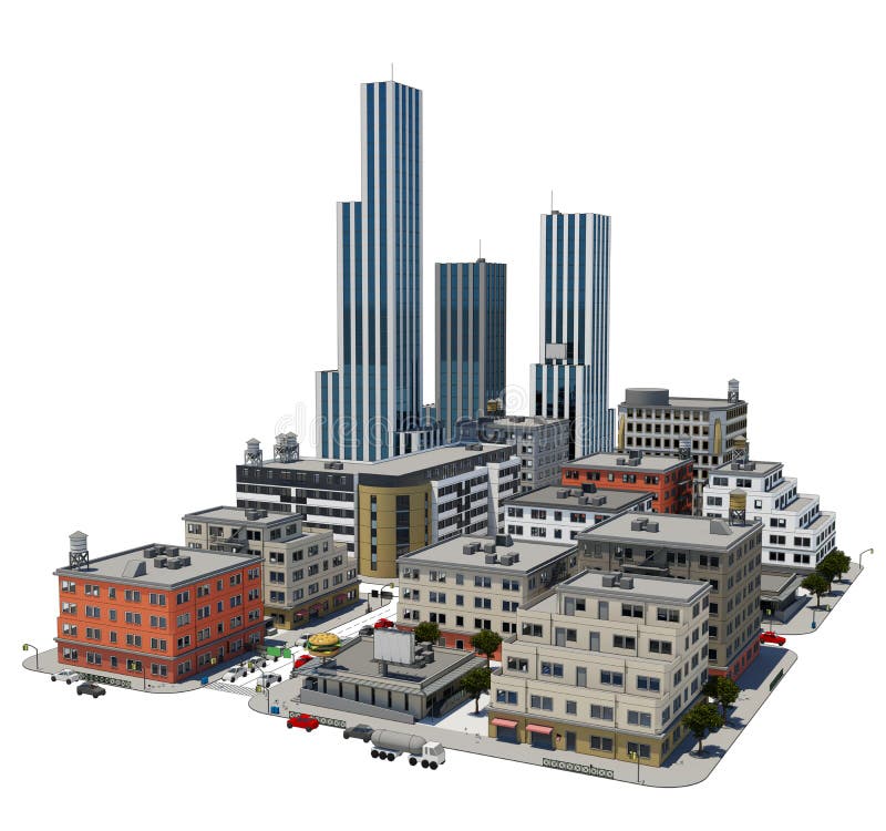 Small 3d city stock illustration. Illustration of model - 101621491