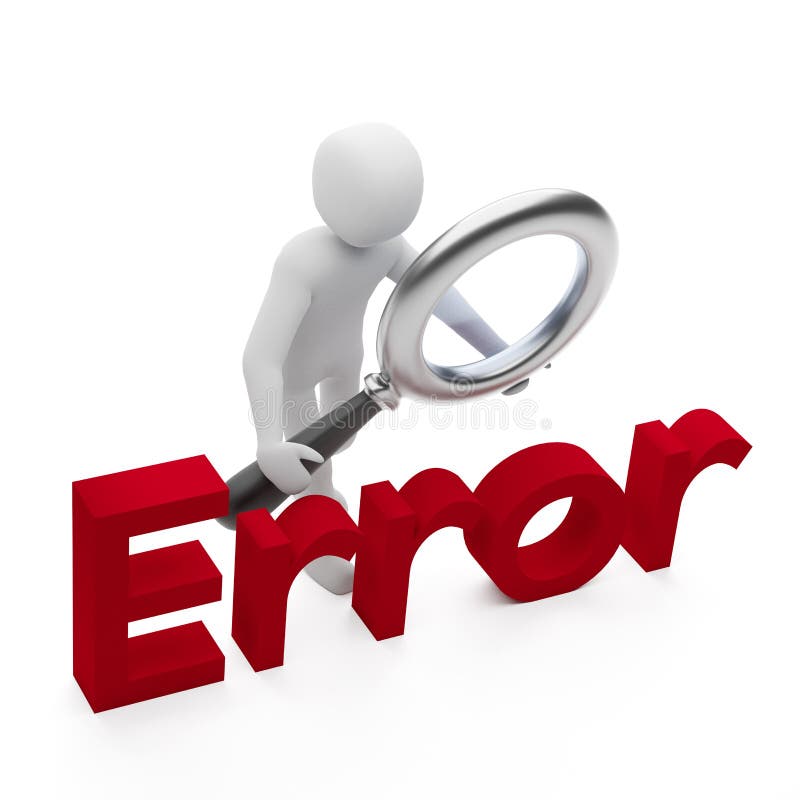 Small 3d Man with a Magnifying Glass Searching the Problem Stock ...