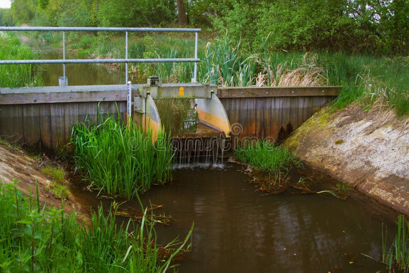 Small dam in a river stock image. Image of measure, netherlands - 92527005