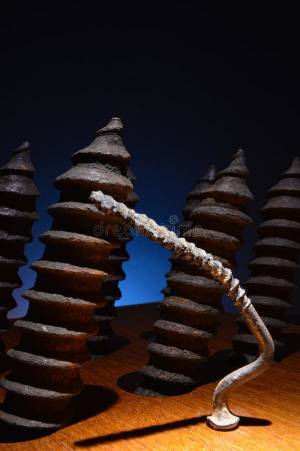 Small, Damaged, Corroded Paired with Oversized Screws Stock Photo ...