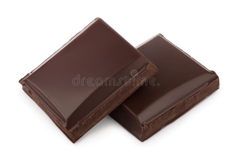 Small Dark Chocolate Pieces Isolated on White Background with Clipping ...