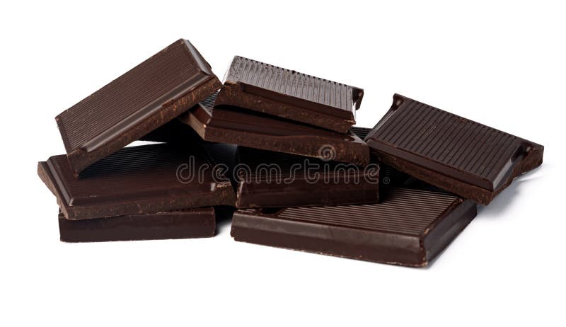 Small Dark Chocolate Pieces Isolated on White Background Stock Image ...