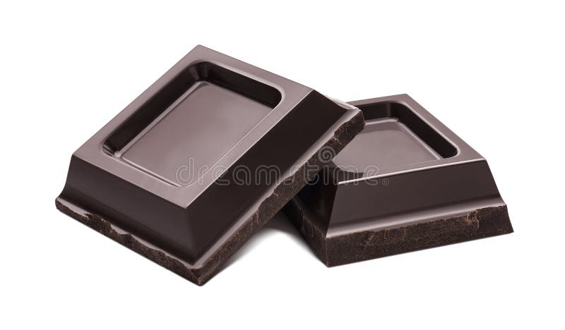 Small Dark Chocolate Pieces on White Background Stock Image - Image of ...