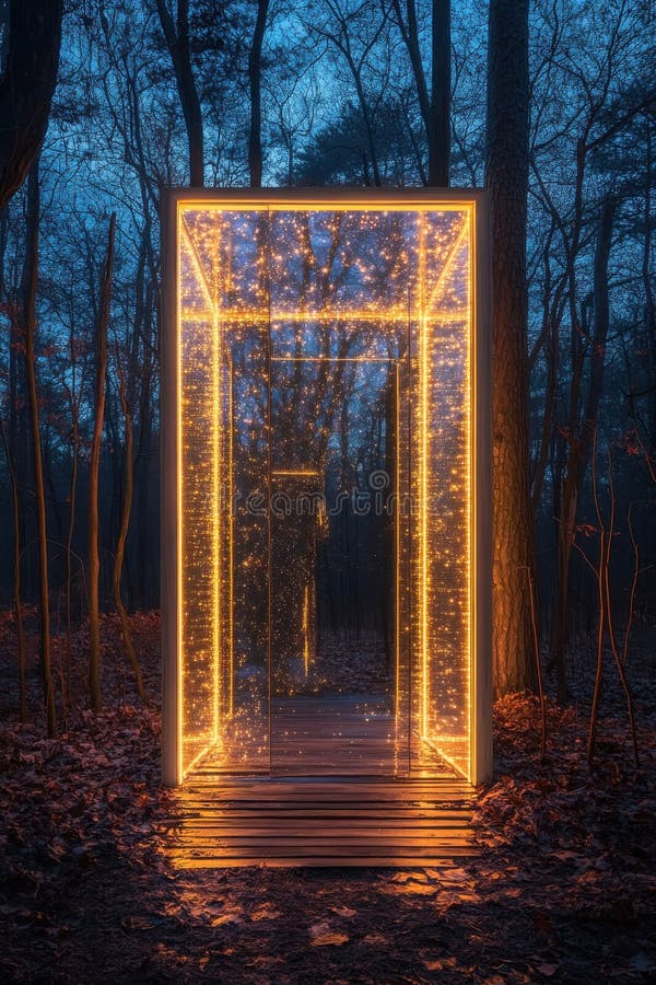 A Small, Dark Room with a Glowing Light Inside Stock Photo - Image of ...