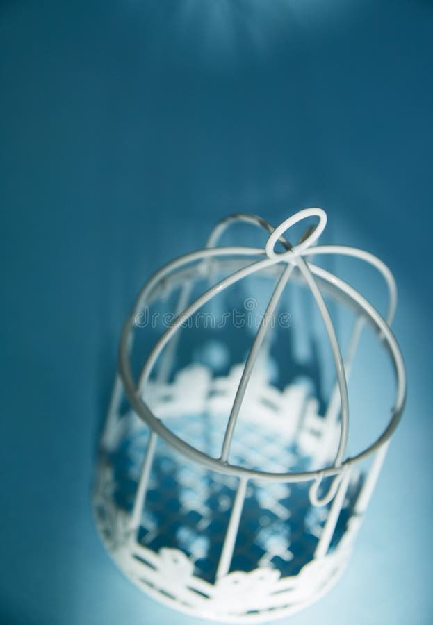 Small Decorative Cage White Blue Background View Top Stock Photos ...