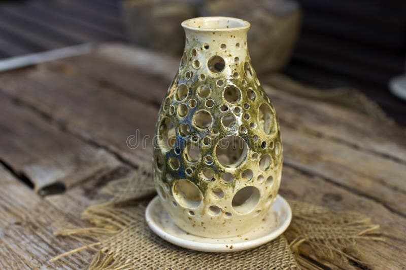 A Small Decorative Ceramic Lantern Stock Image - Image of pottery, storm: 357457027
