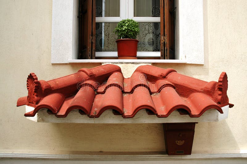 Small Decorative Roof Below the Window Stock Photo - Image of ...