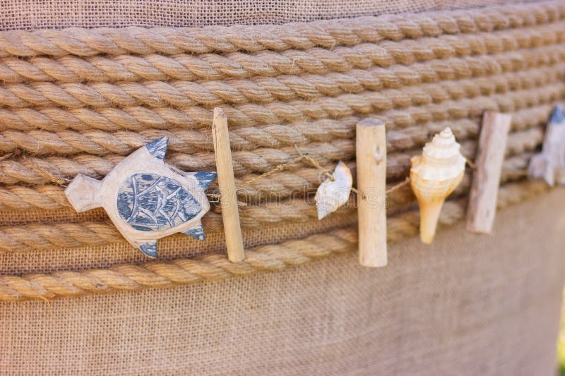 Small Decorative Sea Figures of Turtle and Shells on Flower Pot. Garden ...