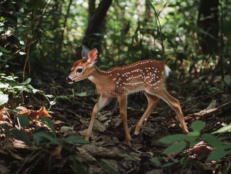 Small deer in forest stock image. Image of habitat, wildlife - 373251161