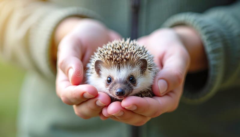 Small Defenseless Hedgehog in the Hands of Man, Animal Protection ...