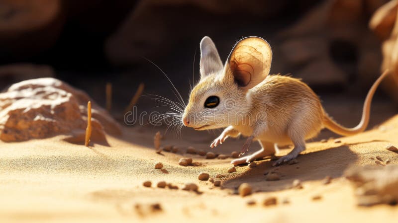 Small Desert Mouse in Sand Dune Stock Illustration - Illustration of ...