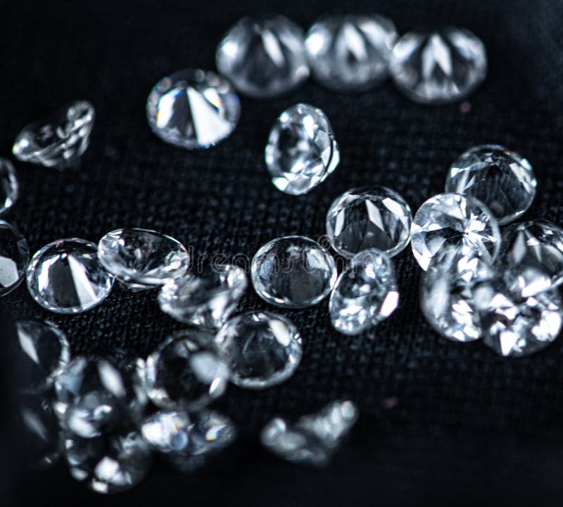 Small Diamonds on Dark Background Close Up Shot; Selective Focus Stock ...