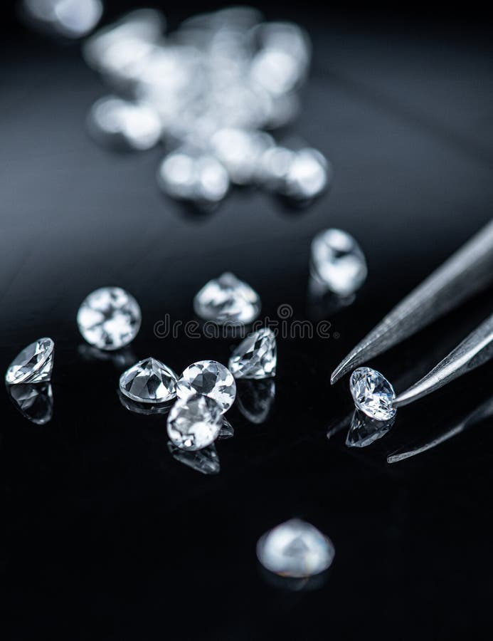 Small Diamonds on Dark Background Close Up Shot; Selective Focus Stock ...