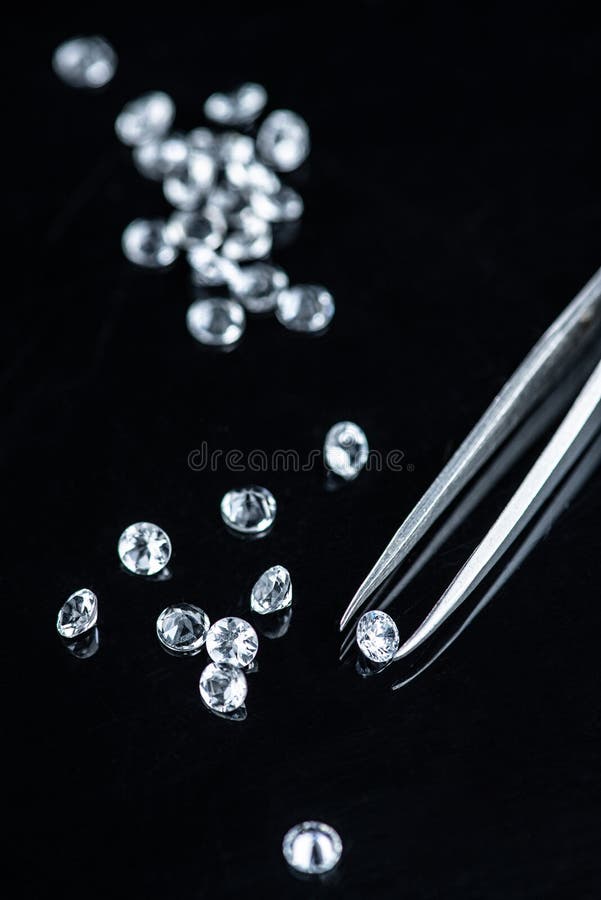 Small Diamonds on Dark Background Close Up Shot; Selective Focus Stock ...