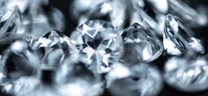 Small Diamonds on Dark Background Close Up Shot; Selective Focus Stock ...