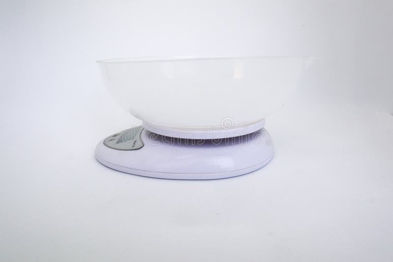 Small Digital Scale for Kitchen Essentials on White Stock Photo - Image ...