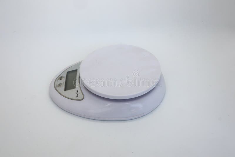 Small Digital Scale for Kitchen Essentials on White Stock Photo - Image ...