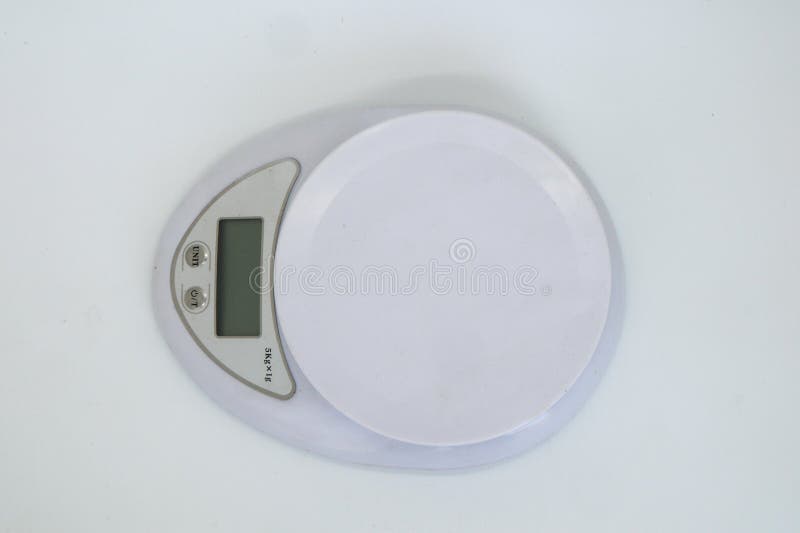 Small Digital Scale for Kitchen Essentials on White Stock Photo - Image ...
