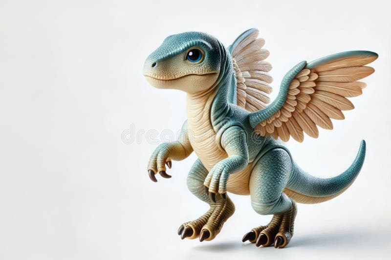 A Small Dinosaur with Wings on a Light Background. Space for Text ...