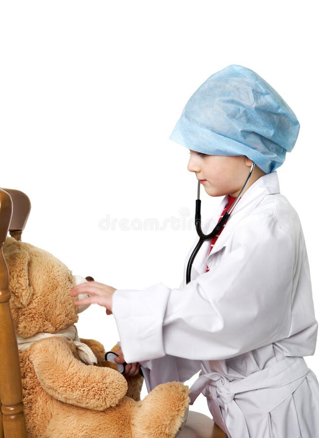 Small Doctor and Teddy Bear Stock Photo - Image of play, care: 6944348
