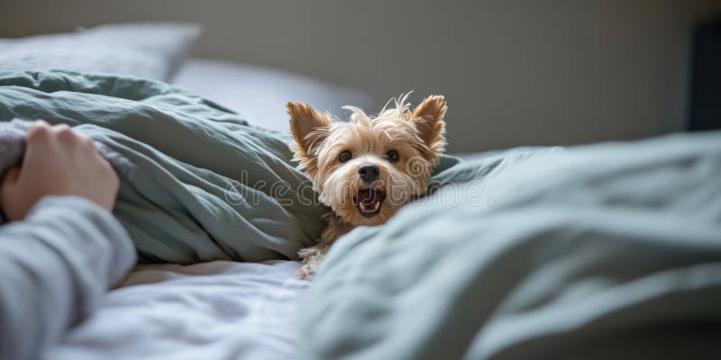 Dog Barking at the Edge of the Bed Stock Image - Image of playful ...