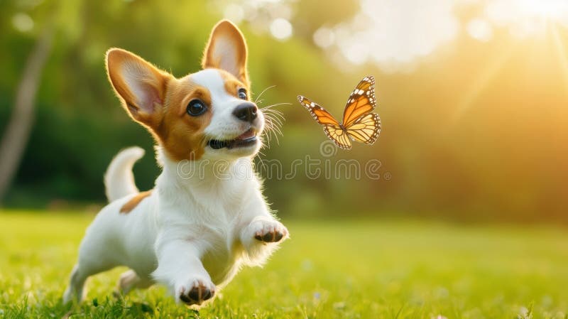 A Small Dog Chasing Lizards Stock Image - Image of friend, family ...